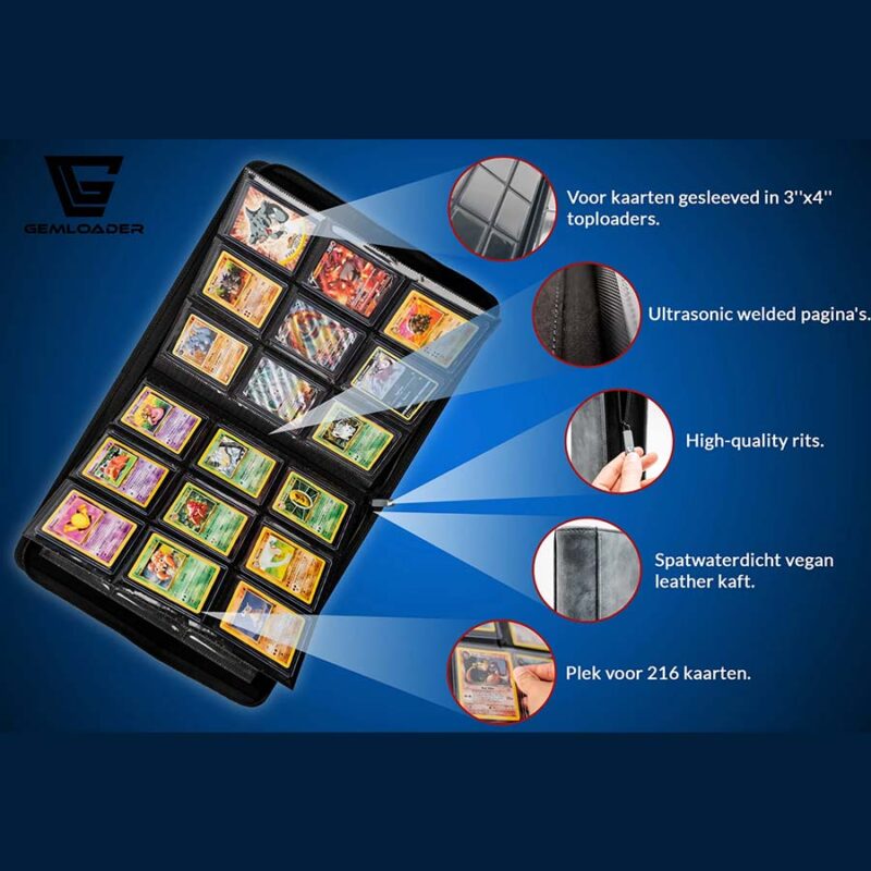 Gemloader Premium 3x4 Toploader Binder (216 Pockets 3x3)
